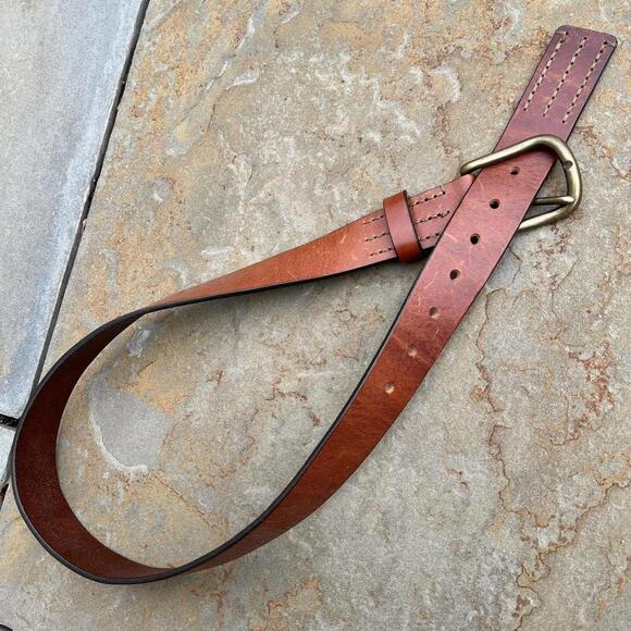 GAP | Accessories | Vintage 9s Brown Leather Stitch Patina Belt Made In ...